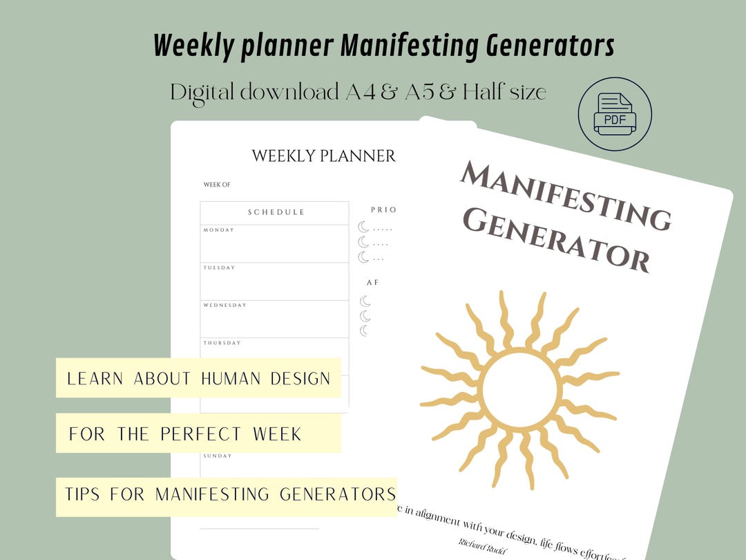 Human Design Weekly Planner for Manifesting Generators (digital PDF) - Etsy