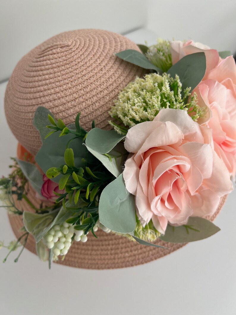 Pink Rose Floral Hat, Women's Garden Hat for Tea Party, Horse Race ...