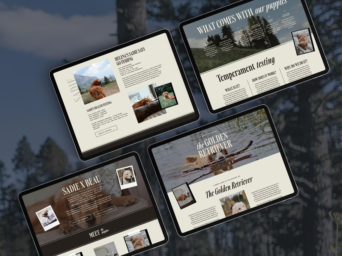 Dog Breeder Website Template, Showit Website Template Design for Dog ...