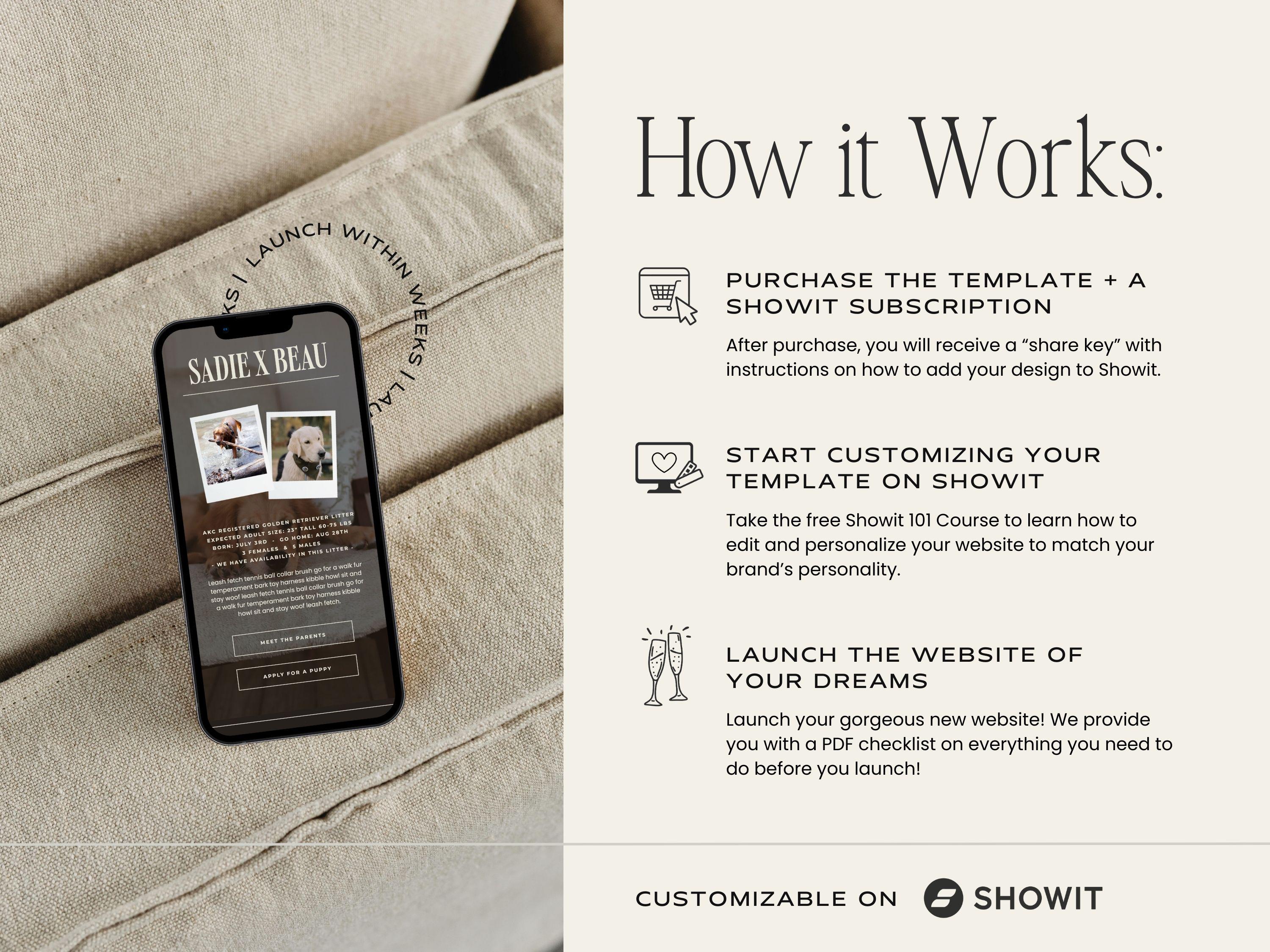 Dog Breeder Website Template, Showit Website Template Design for Dog ...