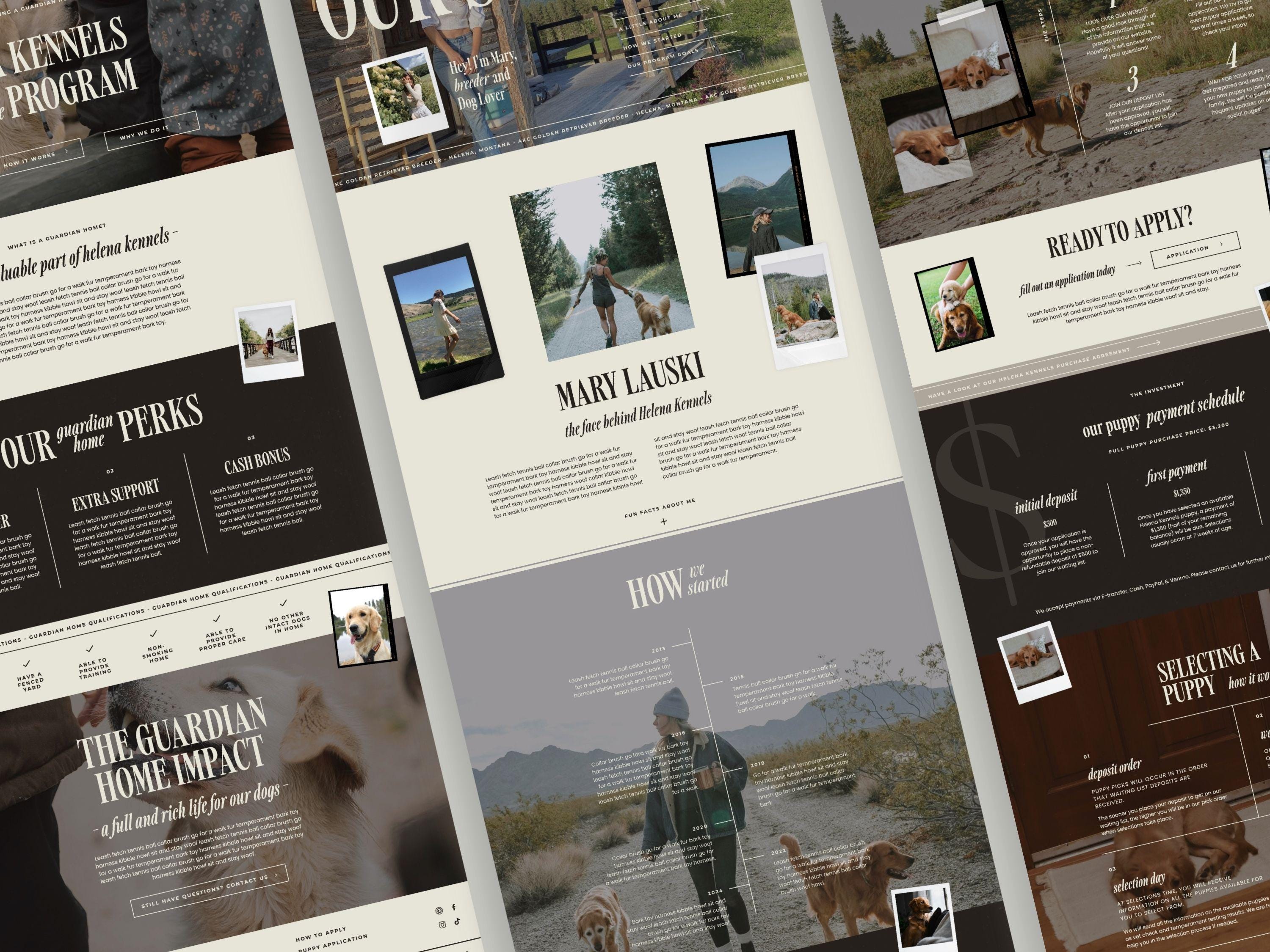 Dog Breeder Website Template, Showit Website Template Design for Dog ...