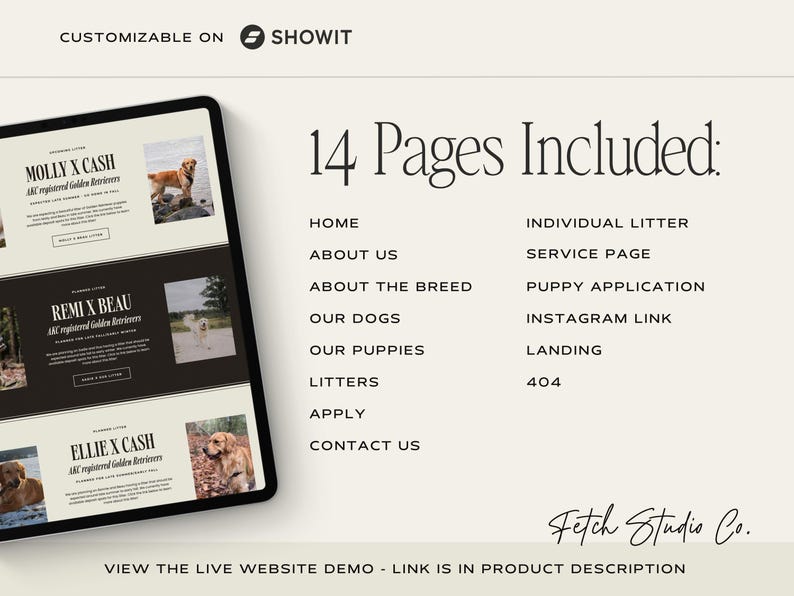 Dog Breeder Website Template, Showit Website Template Design for Dog ...