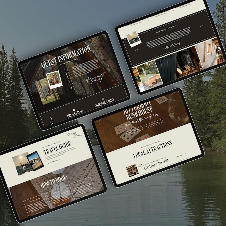 Airbnb Website Template: Rustic Rental Property Vrbo Cabin Web Design ...
