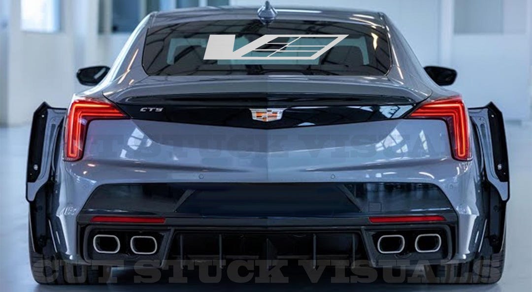 Cadillac V Emblem Rear Window Decal Sticker Graphics Racing GM CT4-V ...