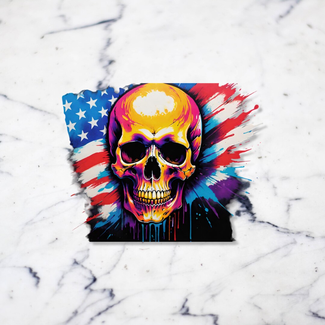 Patriotic American Skull Sticker American Pride Skull Decal American ...