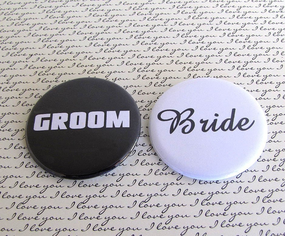Bride and Groom Wedding 2 1/4 Inch Pin Back Buttons Set of 2 - Etsy