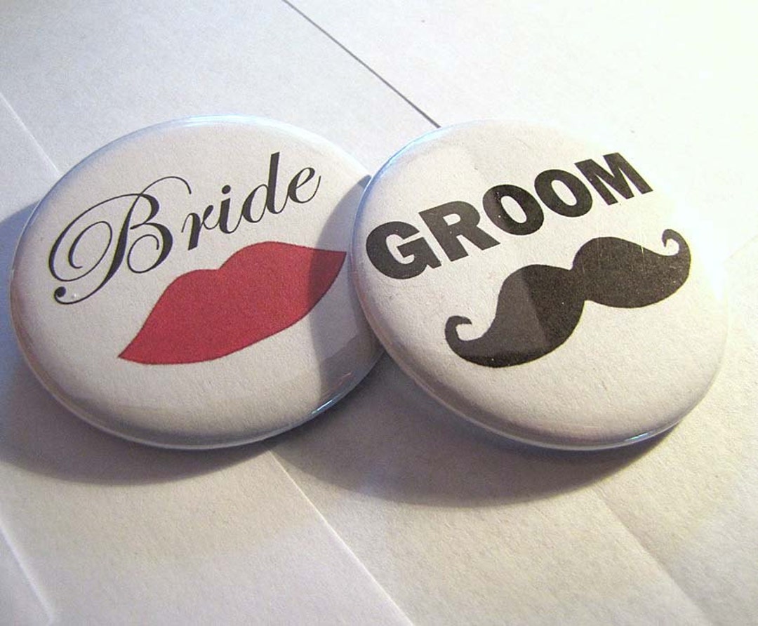 Bride and Groom 2 1/4 Inch Pin Back Buttons Set of 2 - Etsy