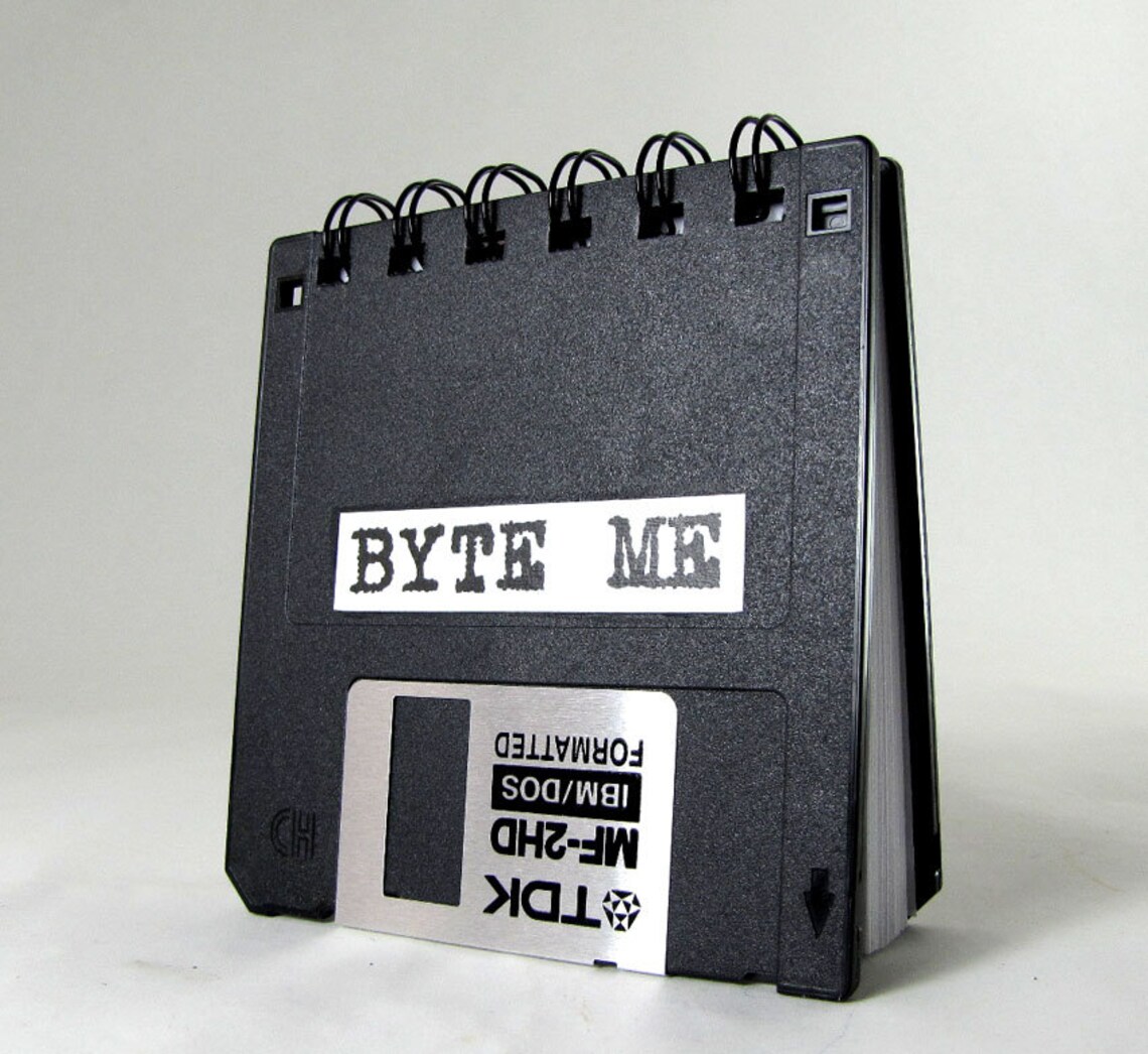 Geek Gear Recycled Blank Floppy Disk Mini Notebook in Black Byte Me ...