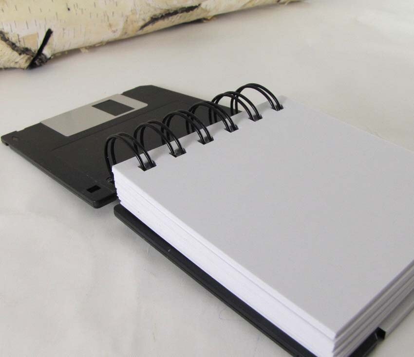 Jumbo Black Computer Floppy Disk Notebook Recycled Geek Gear Blank Mini ...