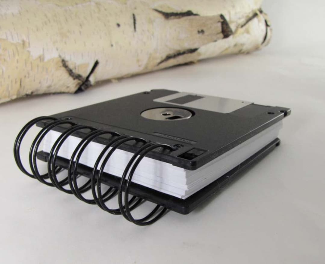 Jumbo Black Computer Floppy Disk Notebook Recycled Geek Gear Blank Mini ...
