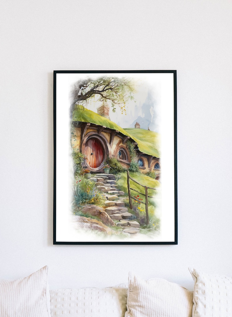 Lord of the Rings Art Hobbit Hole Poster Printable PDF, Bag End Shire ...