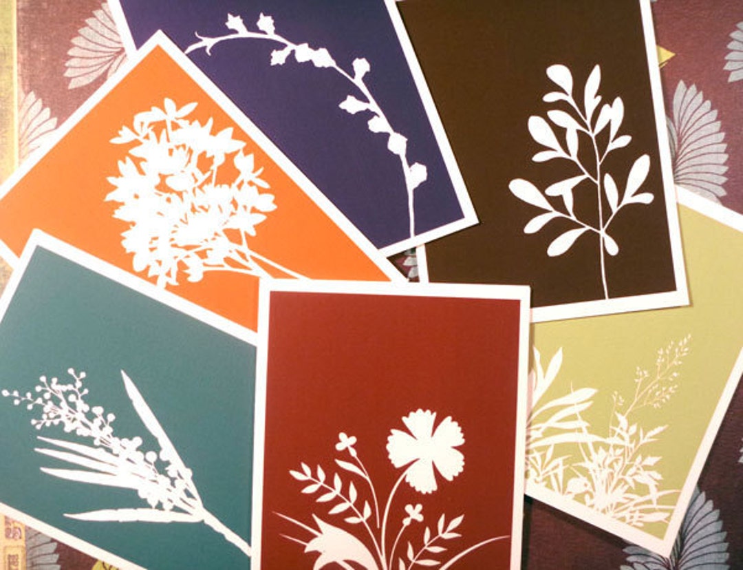 Fall Floral Silhouette Cards - Etsy