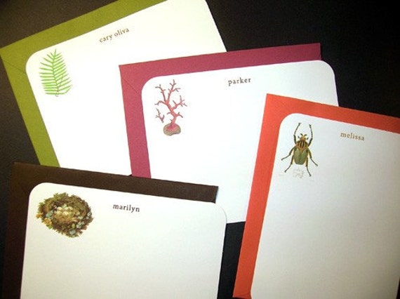 Items similar to Personalized note sets - one-sided with vintage images ...