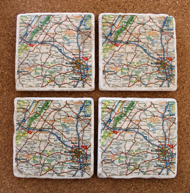 Marble Coasters - Charlottesville/richmond Map - Etsy