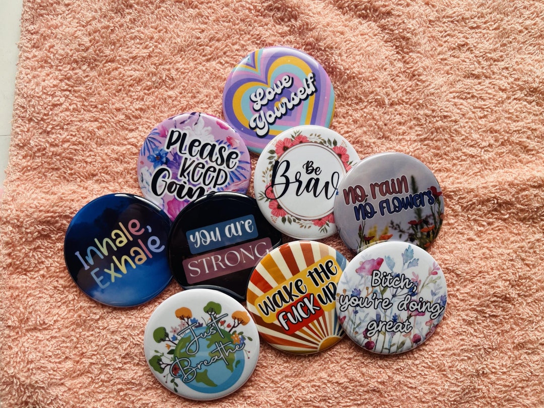 Self Affirmation Buttons Motivational Buttons Self Love Positivity ...