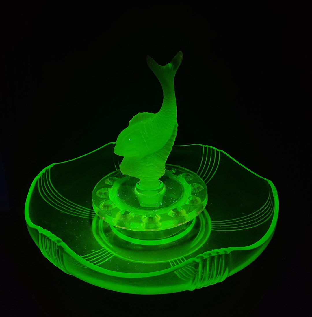Uranium Glass Centerpiece: Joseph Inwald 'poisson Volant' Art Deco Bowl ...