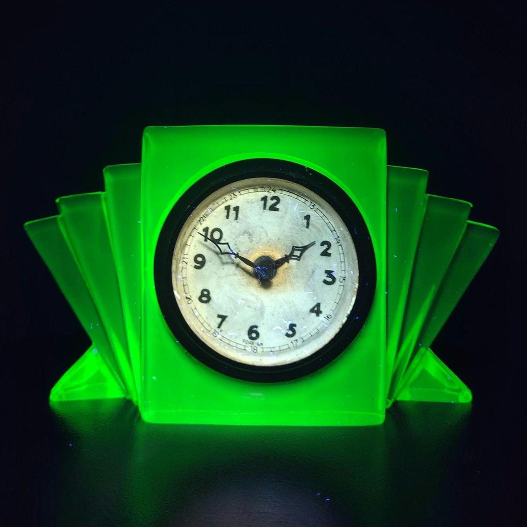 Uranium Glass Mantle Clock 'foreign' Marked Rare and Unusual - Etsy