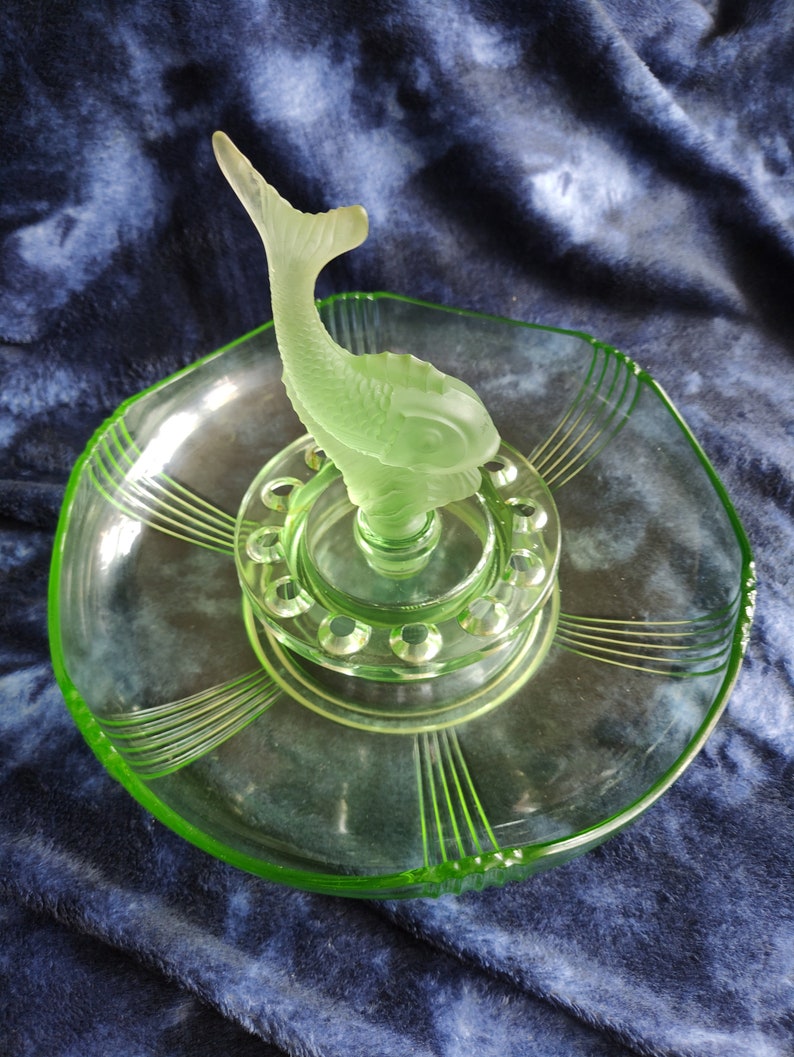 Uranium Glass Centerpiece: Joseph Inwald 'poisson Volant' Art Deco Bowl ...