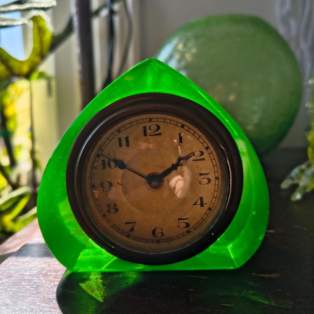 Uranium Glass Mantlepiece/carriage Clock - Etsy