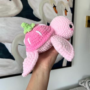 Strawberry Sea Turtle Handmade Crochet Plushy Stuffed Animal | Made to ...