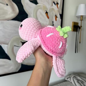 Strawberry Sea Turtle Handmade Crochet Plushy Stuffed Animal | Made to ...