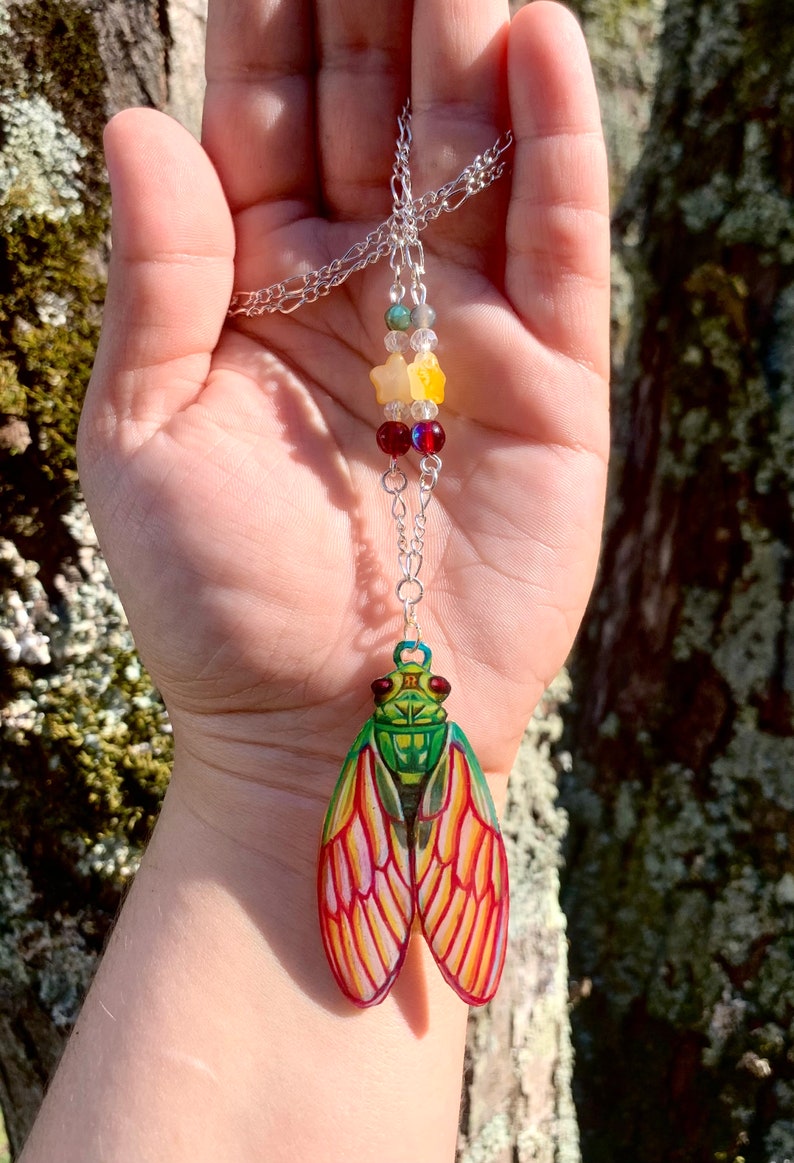 Rainbow Cicada Necklace - Etsy