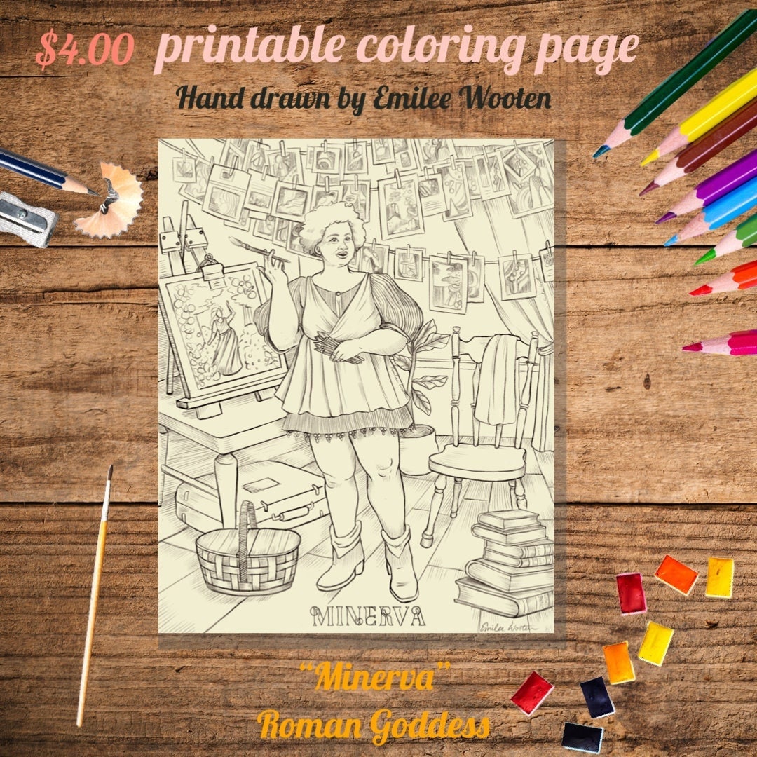 Printable Coloring Page, "minerva," Goddess of Creativity - Etsy