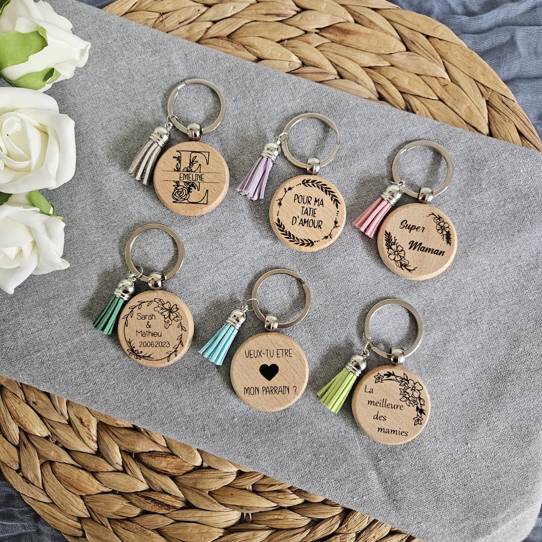 Personalized Wooden Key Ring - Original Gift Idea - Wedding ...