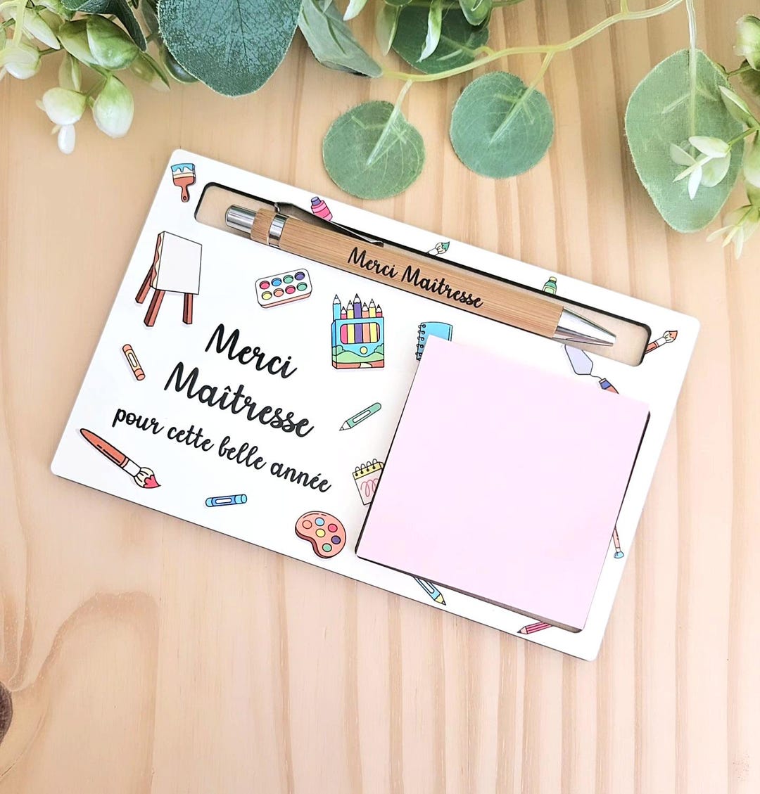Wooden Post-it Holder - Customizable Post-it Holder / Pen - Teacher ...
