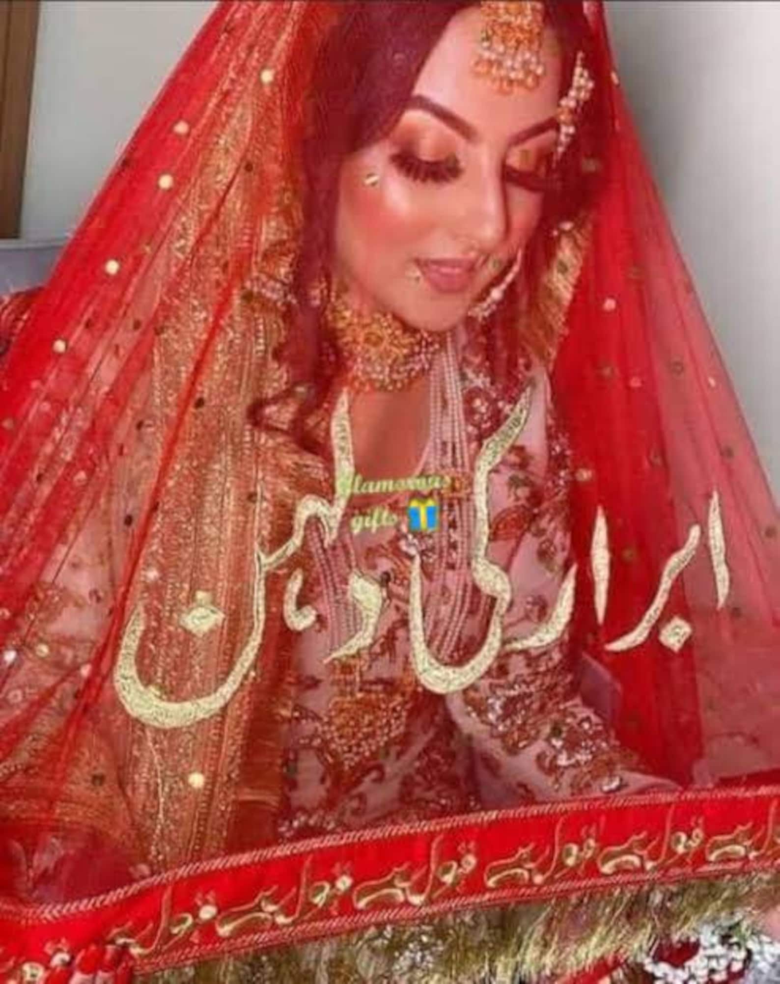 Customized Bridal Name Nikkah Wedding Duppata/bridal Wear/urdu Writing ...