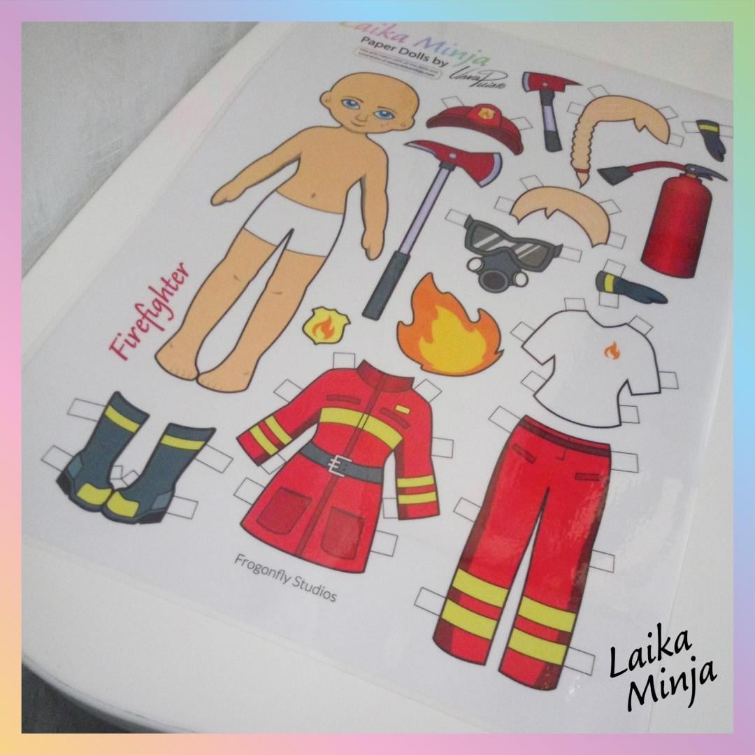 Firefighter / Fireman Paper Doll Set - Etsy