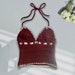 Romantic Cami Crochet Topred Crochet Top With White Lace Ribbon and Bow ...