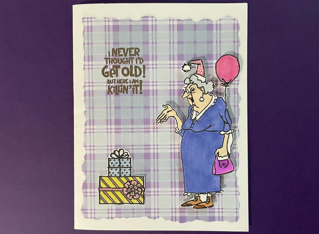 Funny Old Lady Birthday Card: Handmade Die-cut A2 Card - Etsy