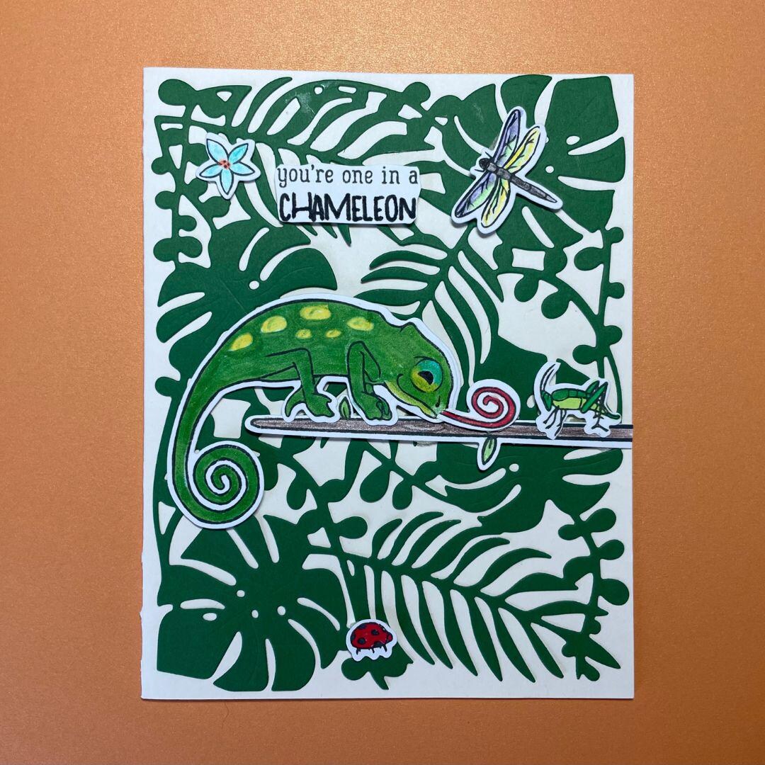Handmade Chameleon Birthday Die Cut Card - Etsy