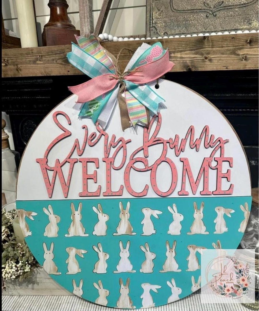 Every Bunny Welcome Round, Bunny Decor, Bunny Door Hanger, Bunny ...