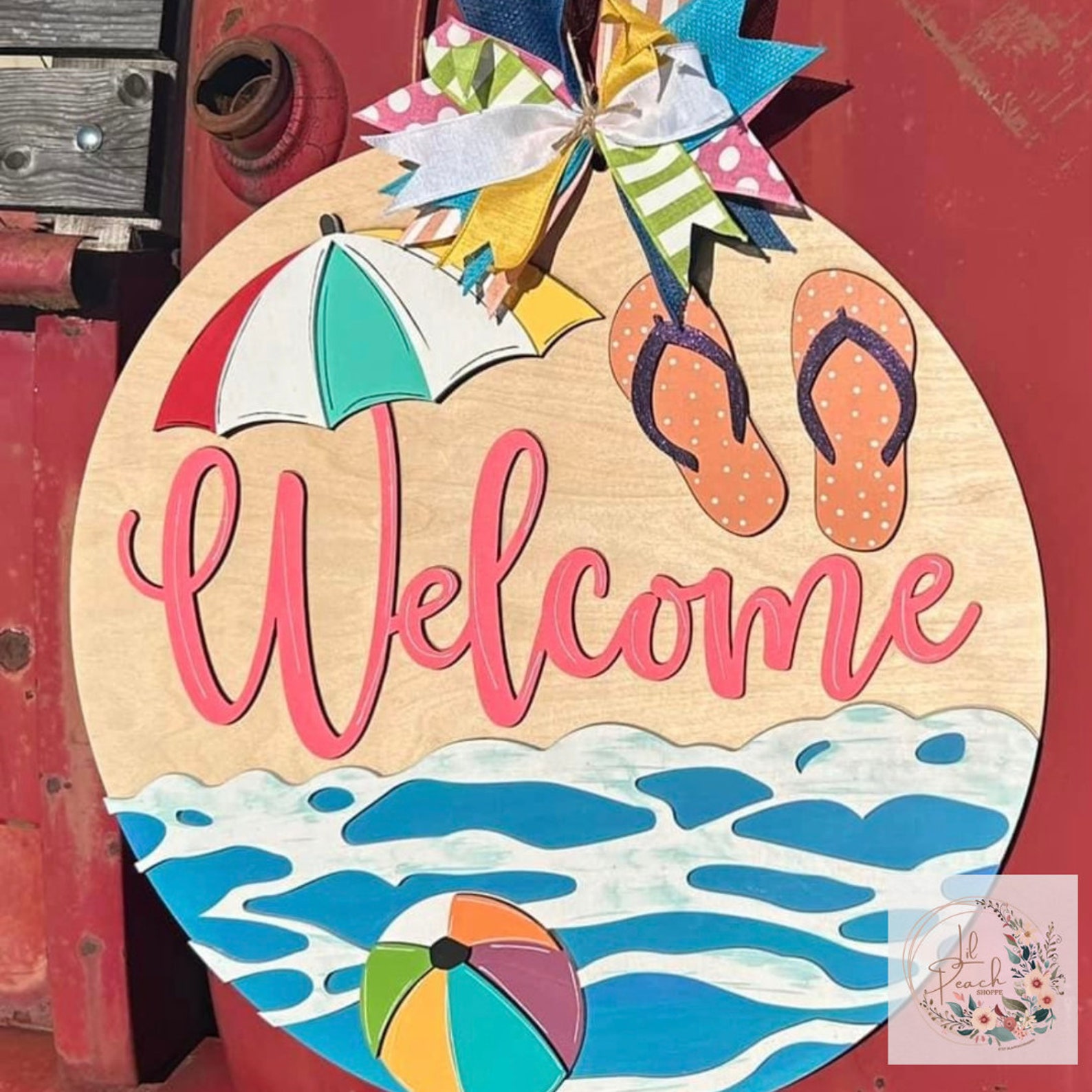 Welcome Beach Scene, Welcome Beach Scene Door Hanger, Beach Decor ...
