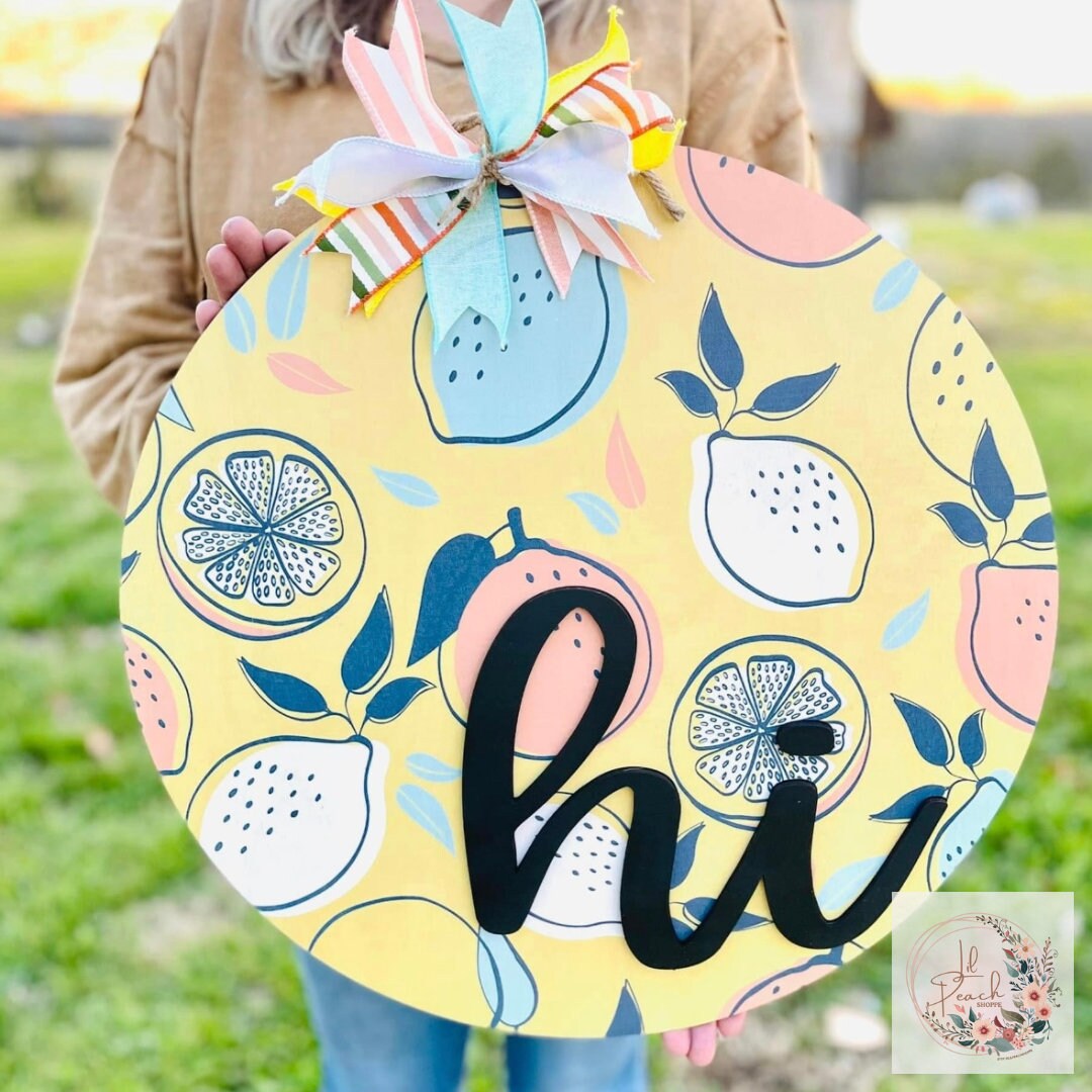 Printed Lemon Door Hanger, Lemon Door Hanger, Lemon Decor, Lemon, Hi ...