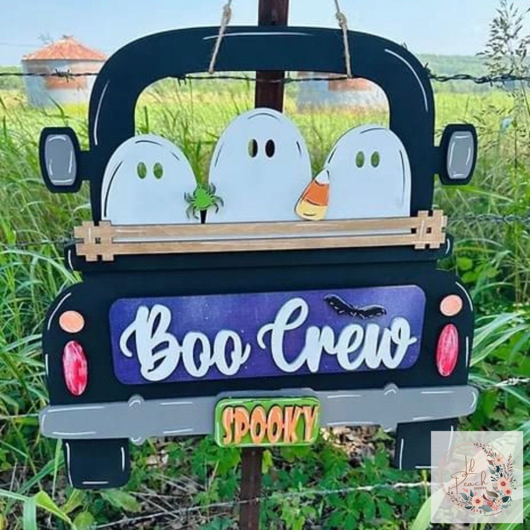 Boo Crew Truck, Boo Truck, Boo Decor, Boo Door Hanger, Halloween Door ...