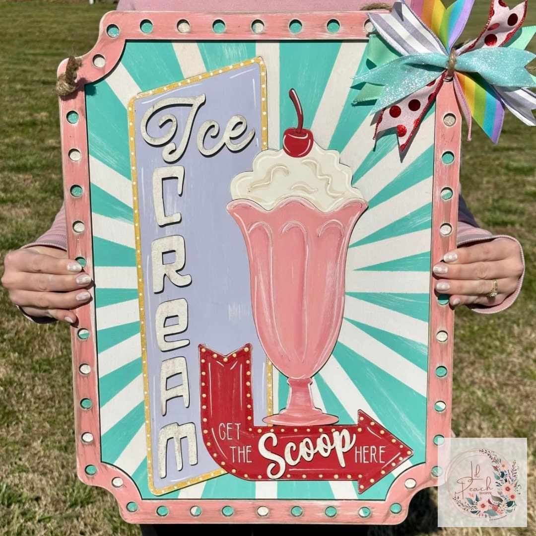 Ice Cream Scoop, Ice Cream Decor, Ice Cream Door Hanger, Summer Decor ...