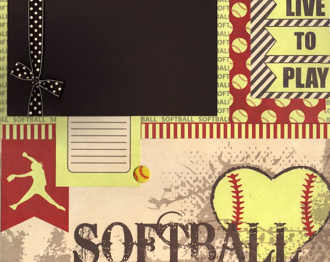 Softball - Live to Play - Premade Scrapbook Page - Etsy