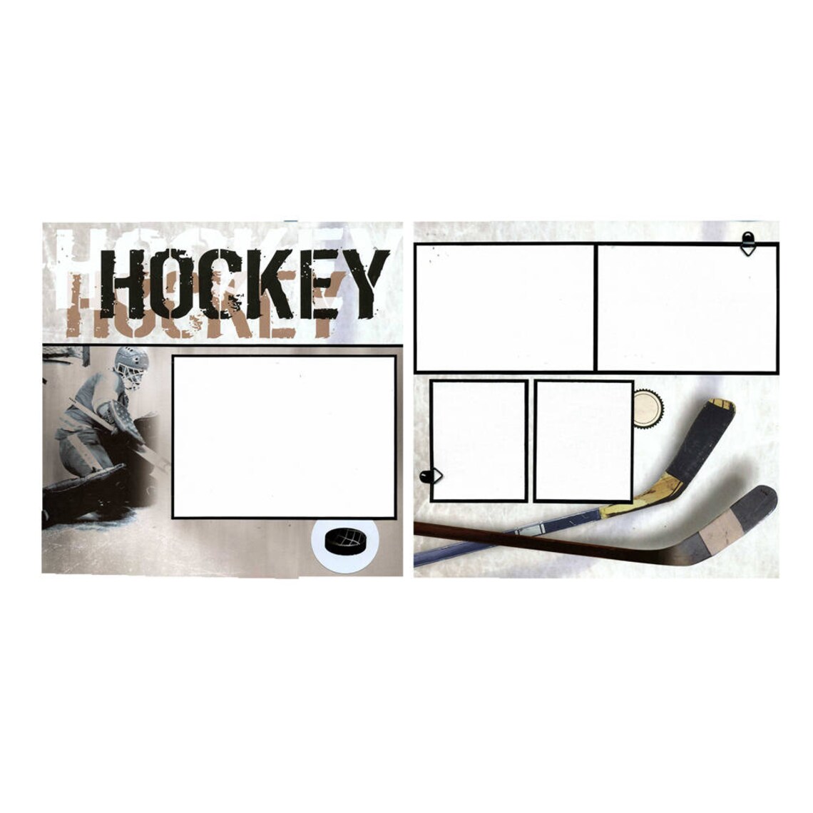 Hockey Scrapbook Page Set - Two 12x12 Coordinating Pages - Etsy