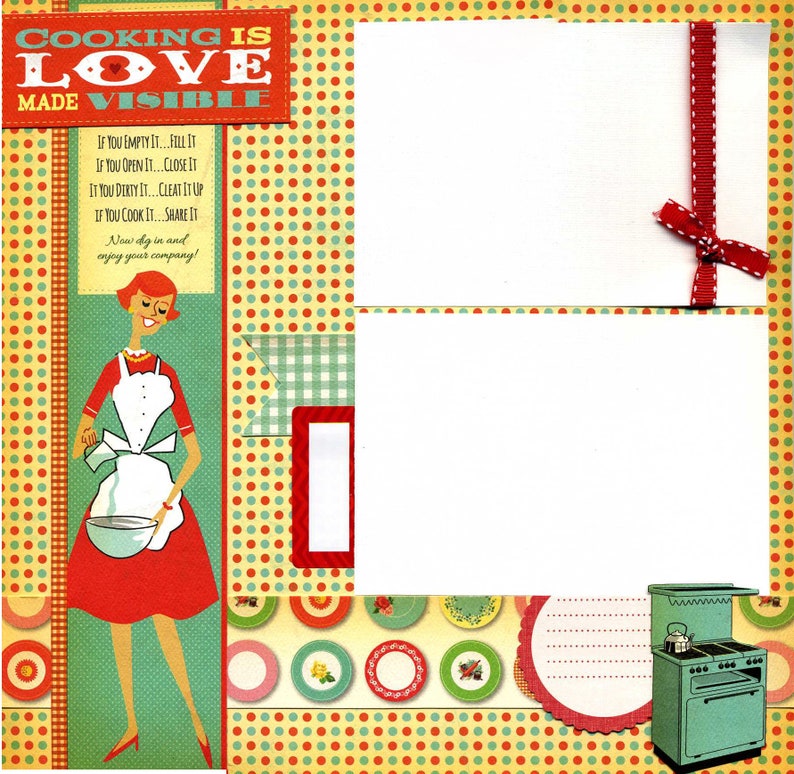 Premade Scrapbook Page Cooking is Love - Etsy