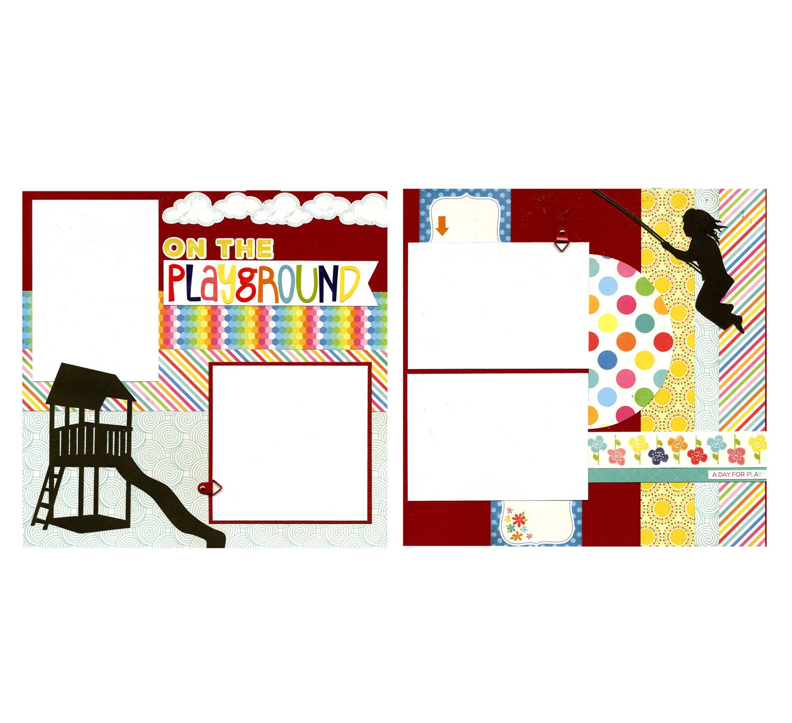 On the Playground Two Premade Scrapbook Pages | Etsy