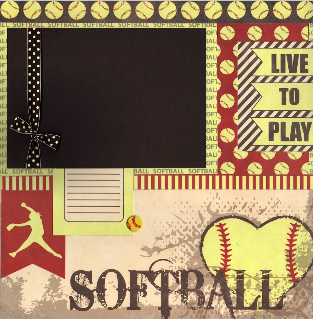 Softball - Live to Play - Premade Scrapbook Page - Etsy