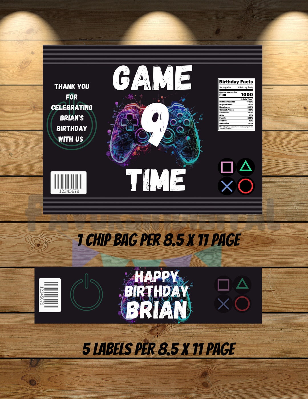 Custom Party Favors Gamer Chip Bags and Water Bottle Lables Bundle - Etsy