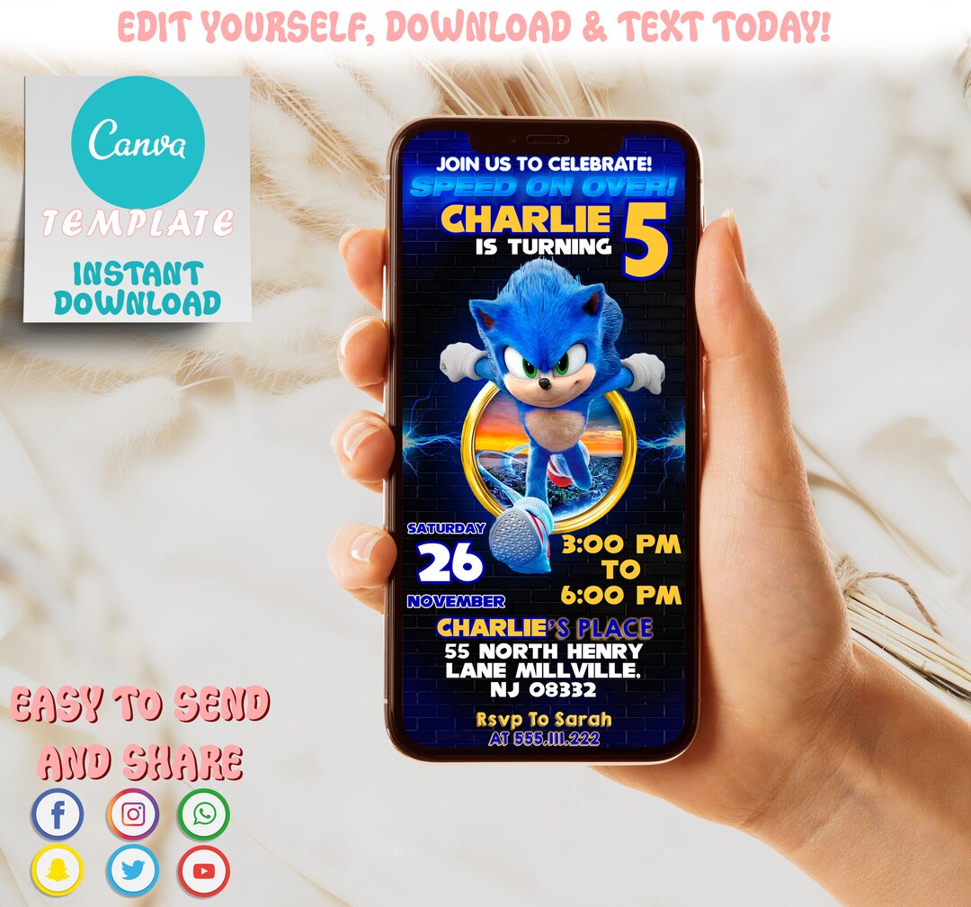 Hedgehog Mobile Birthday Invitation | Kids Party Birthday Invite ...