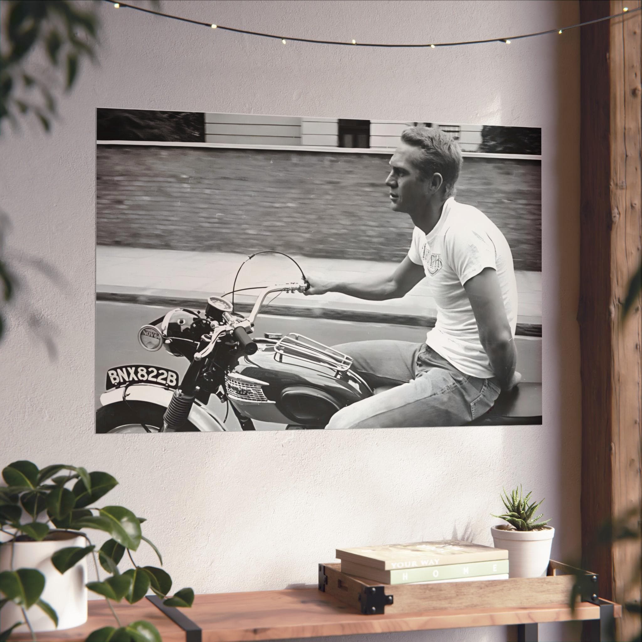 Vintage Steve Mcqueen Motorcycle Poster: Retro Hollywood Wall Art - Etsy