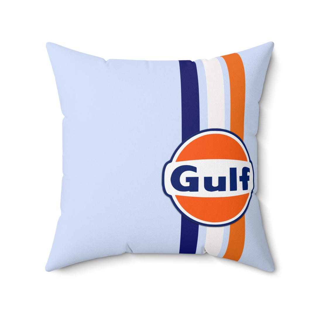 Retro Gulf Oil Racing Logo Throw Pillow | Vintage Racing Accent Cushion ...