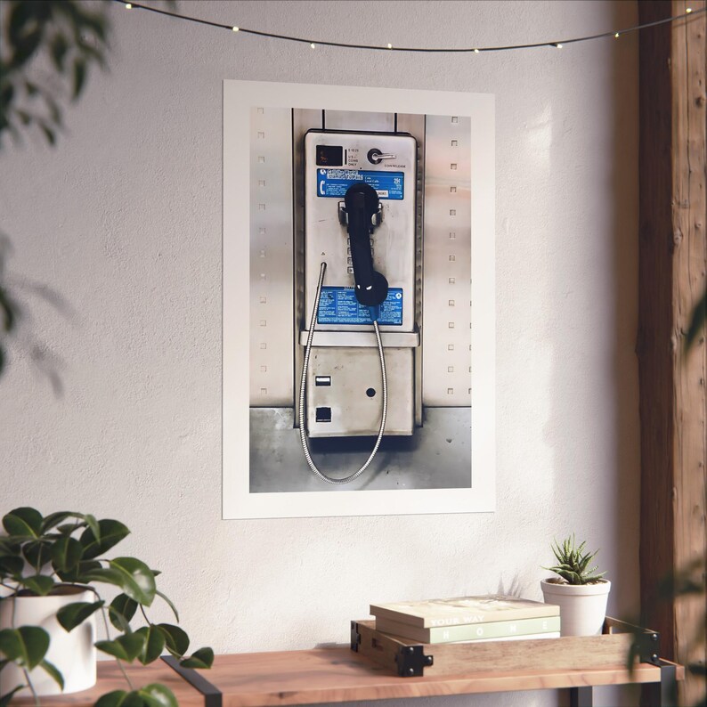 Retro Pay Phone Art Print: Mid-century Modern Wall Decor - Etsy