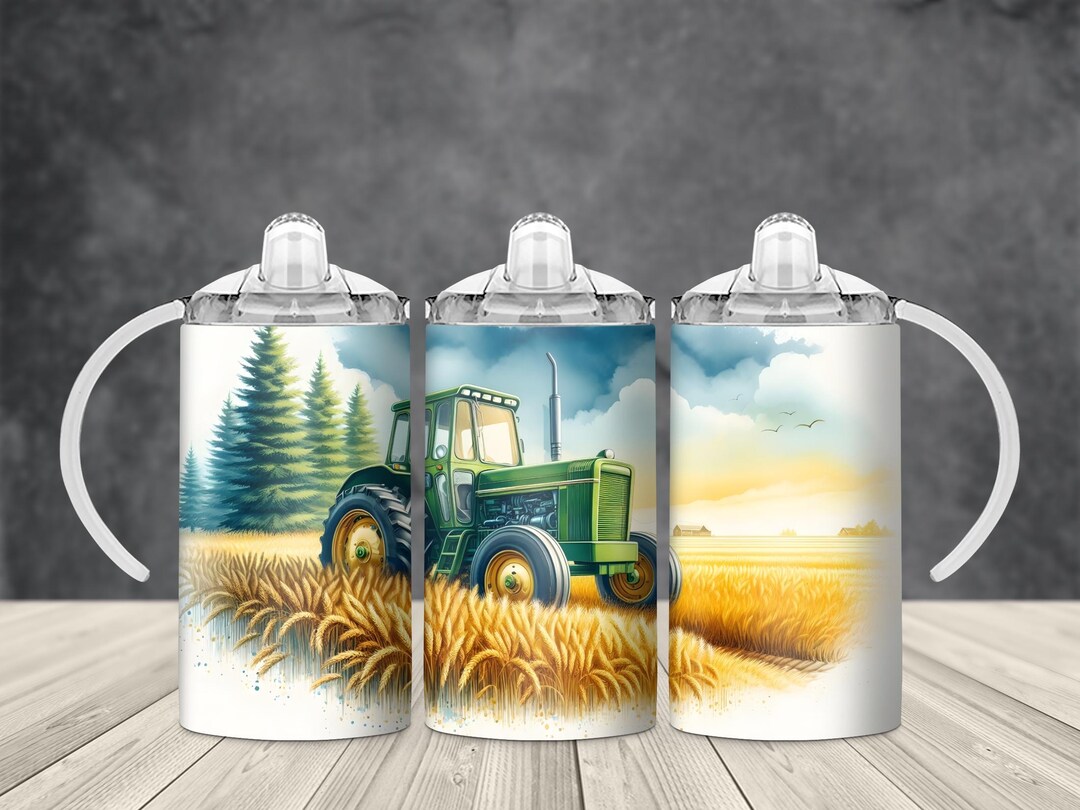 Tractor Farm Sippy Cup Sublimation Design, Boy 12oz Tumbler PNG, Kids ...